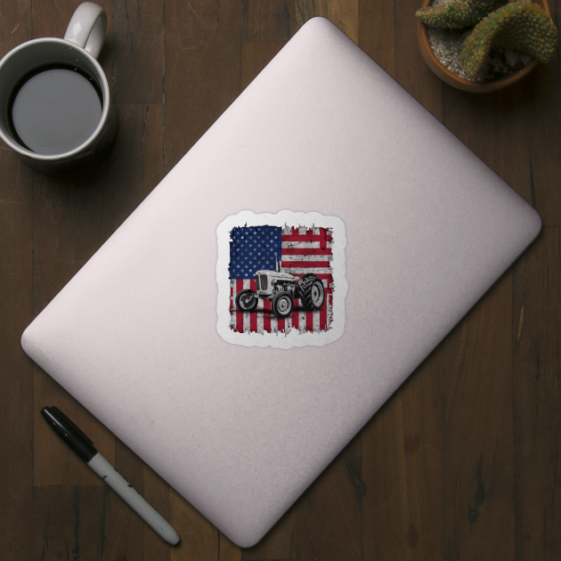Farm Tractors Usa Flag Patriotic Farming Tractos Usa Flag Sticker